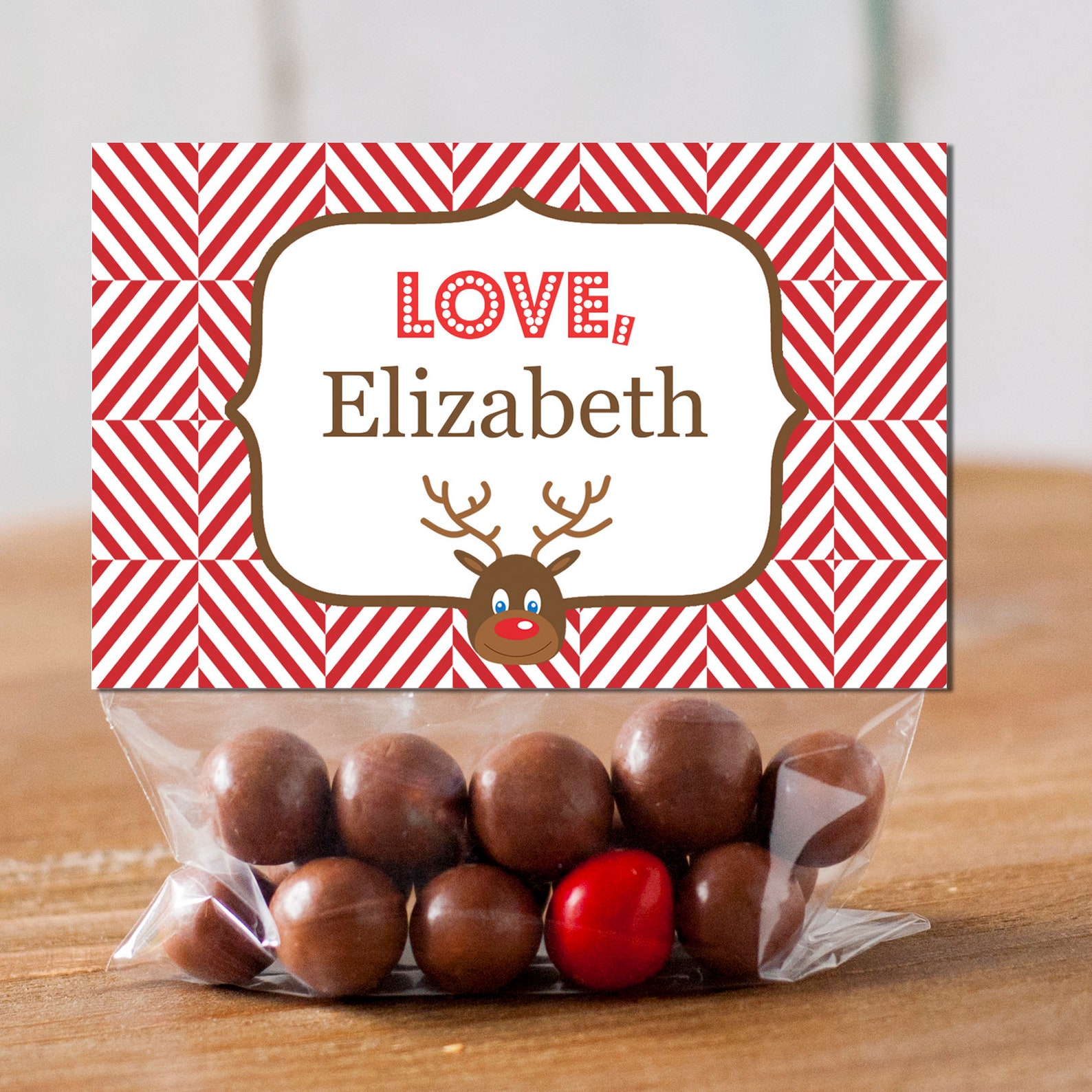 Printable Reindeer Noses Treat Bag Topper: Custom Treat Bag // Editable ...