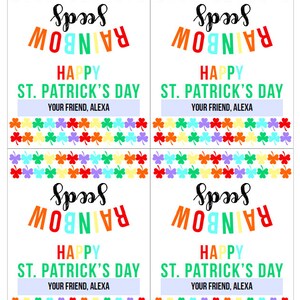 Rainbow Seeds Treat Bag Topper St. Patrick's Day Printable St. Patrick ...