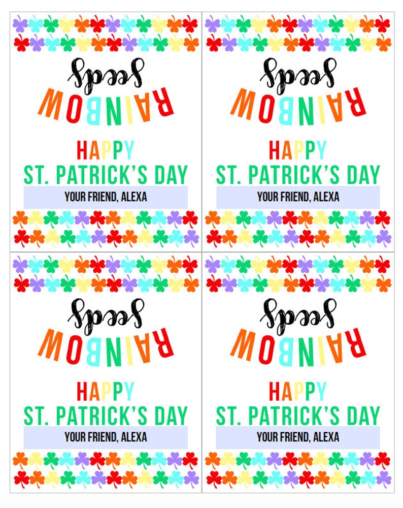 Rainbow Seeds Treat Bag Topper St. Patrick's Day - Etsy