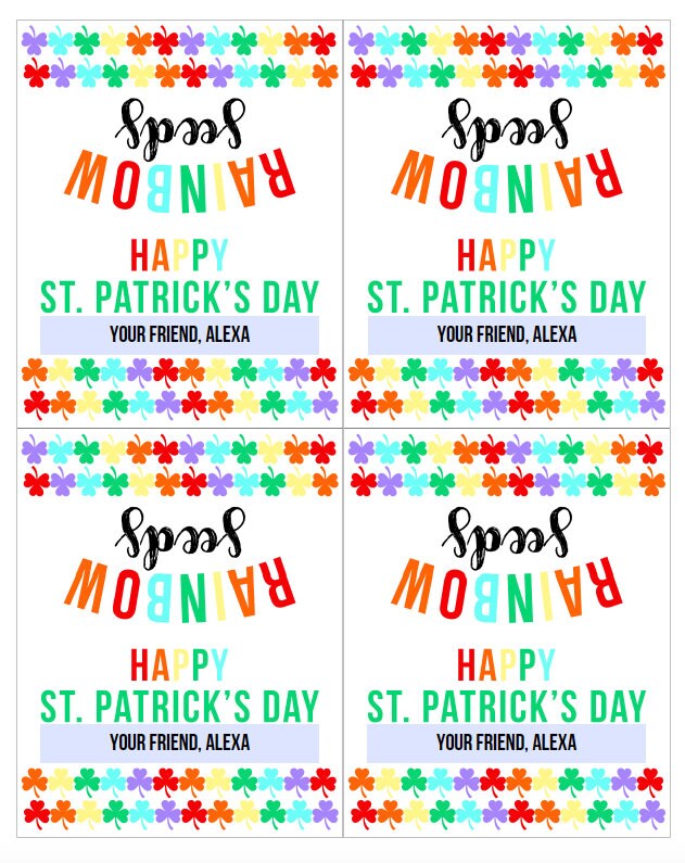 Rainbow Seeds Treat Bag Topper St. Patrick's Day - Etsy