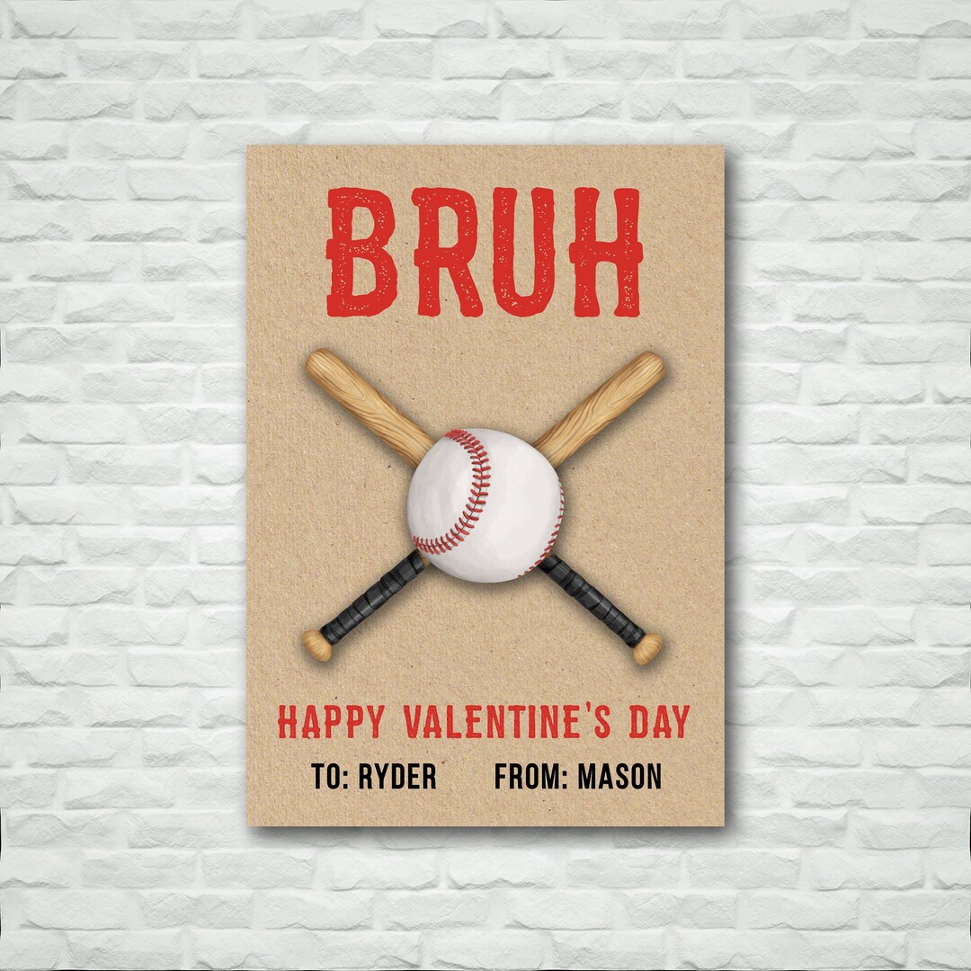 Bruh Valentine Card - Bruh Baseball Valentine - Older Boy Valentine ...