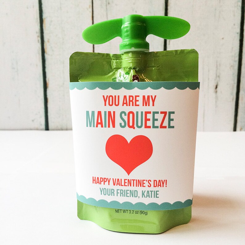 Applesauce Valentine Card - Main Squeeze Kids Valentine - Pre-school ...
