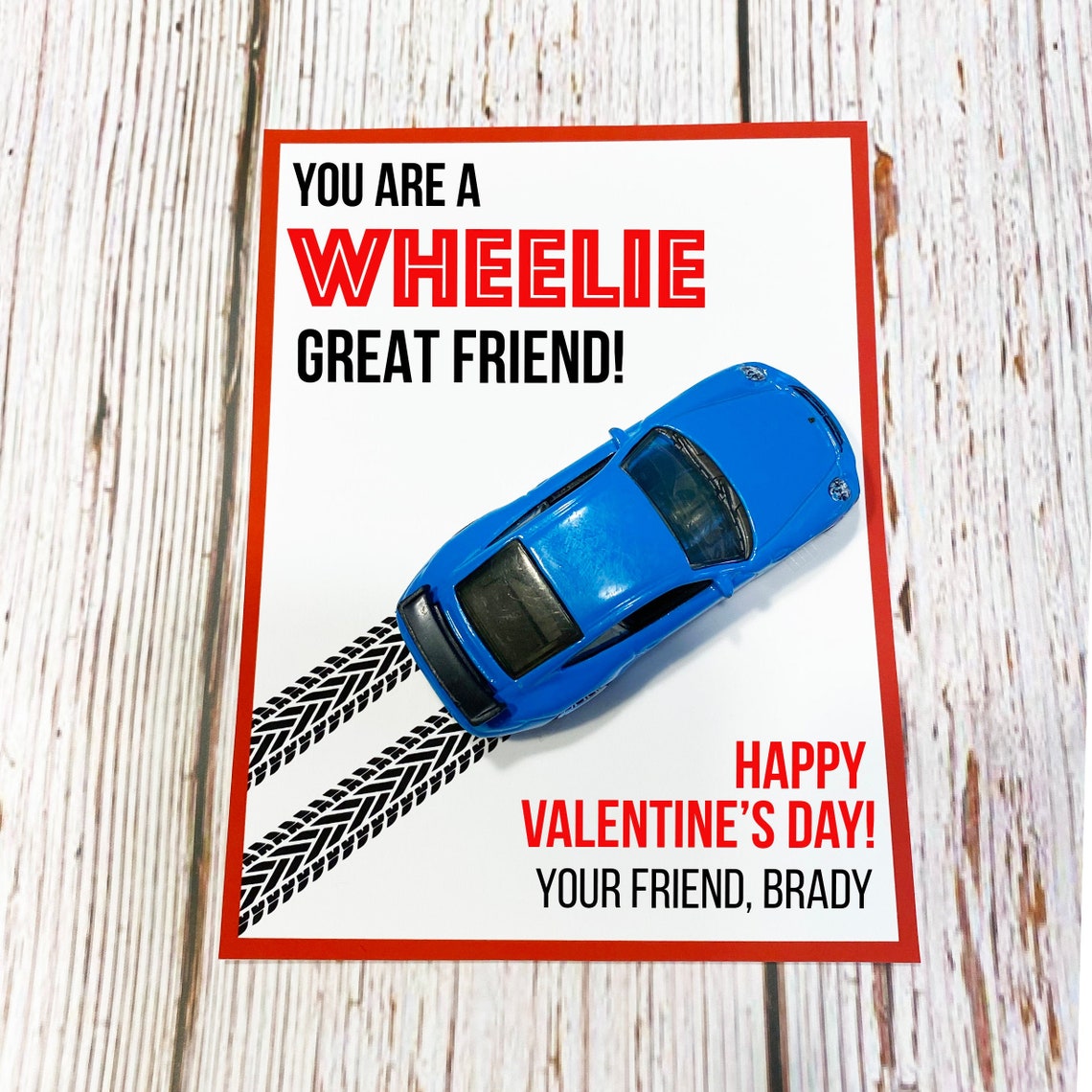 Car Valentine Card Wheelie Great Friend Valentine Printable | Etsy