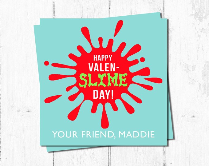Slime Valentines Kids Valentines Printable and Editable Happy ...