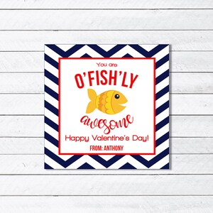 Fish Valentine Card - O'fish'ly Awesome Valentine Tag- Printable and ...