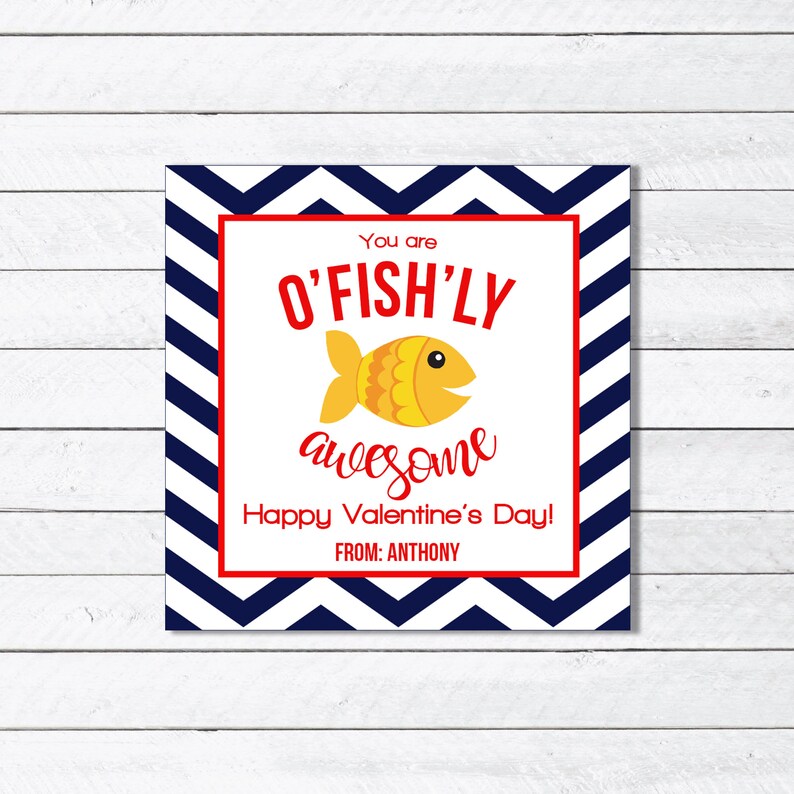 Fish Valentine Card O'fish'ly Awesome Valentine Tag - Etsy
