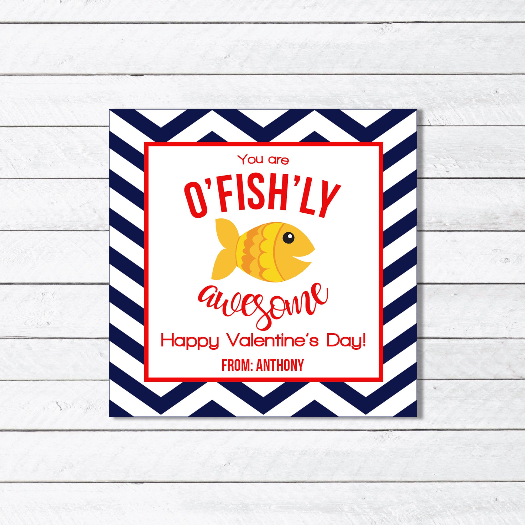 Fish Valentine Card O'Fish'ly awesome Valentine Tag | Etsy