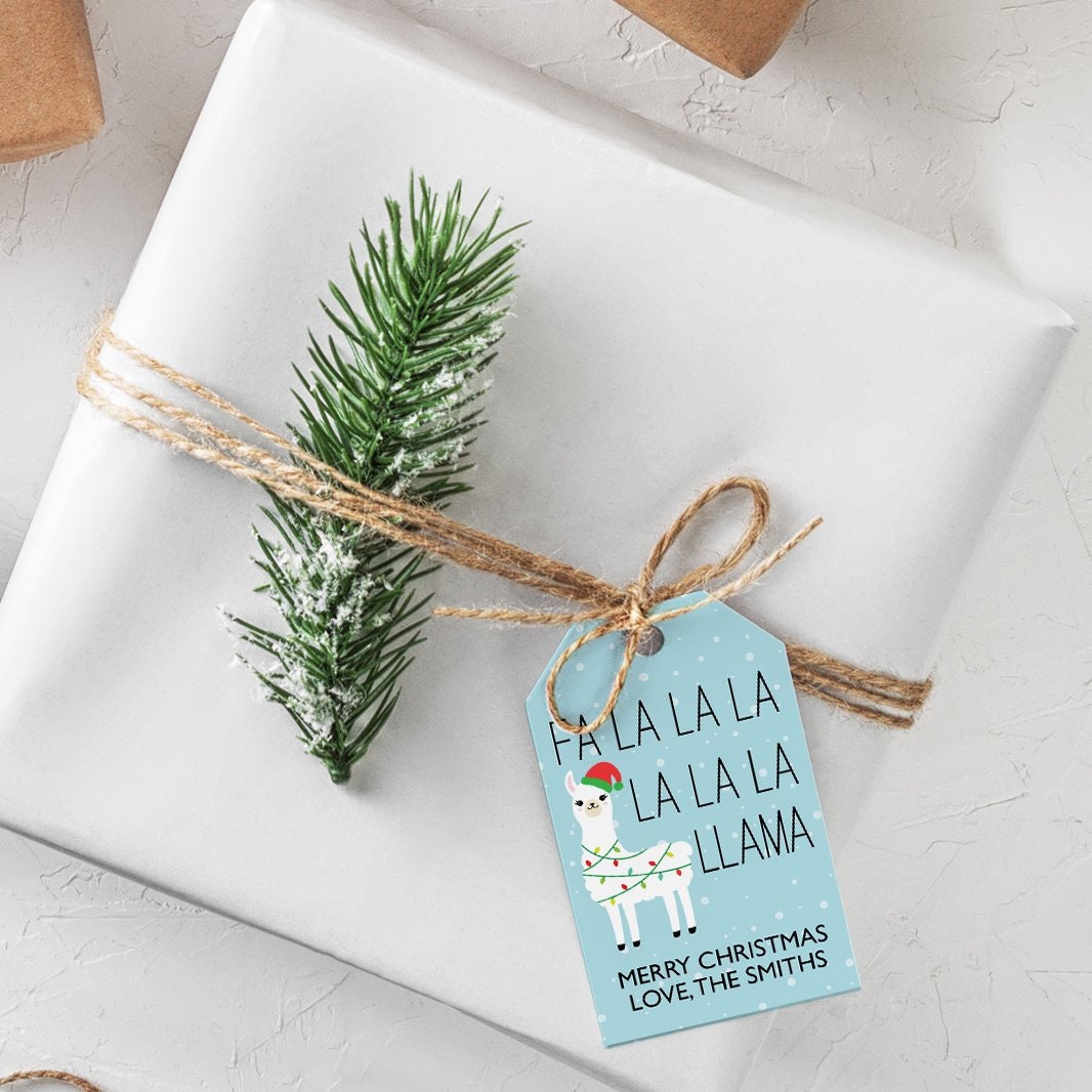Llama Christmas Gift Tag Template - Fa La La La Llama Gift Tags - Funny ...