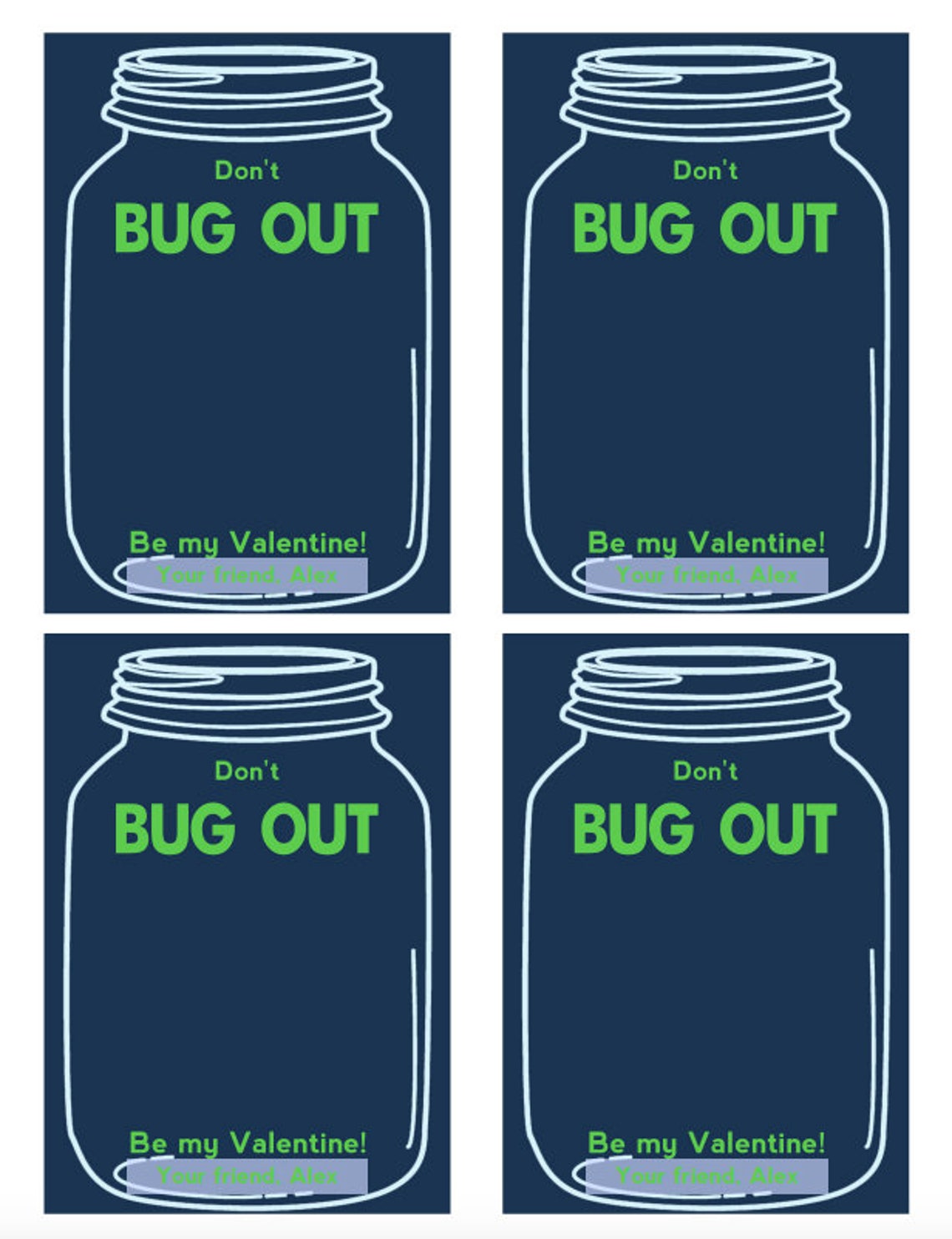 Bug Valentine - Kids Valentines - Personalized Class Valentines - Non ...