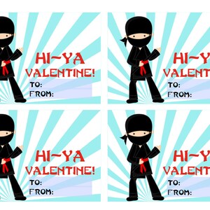 Ninja Kids Valentine - Printable and Editable Kids Valentine - Hi-ya ...