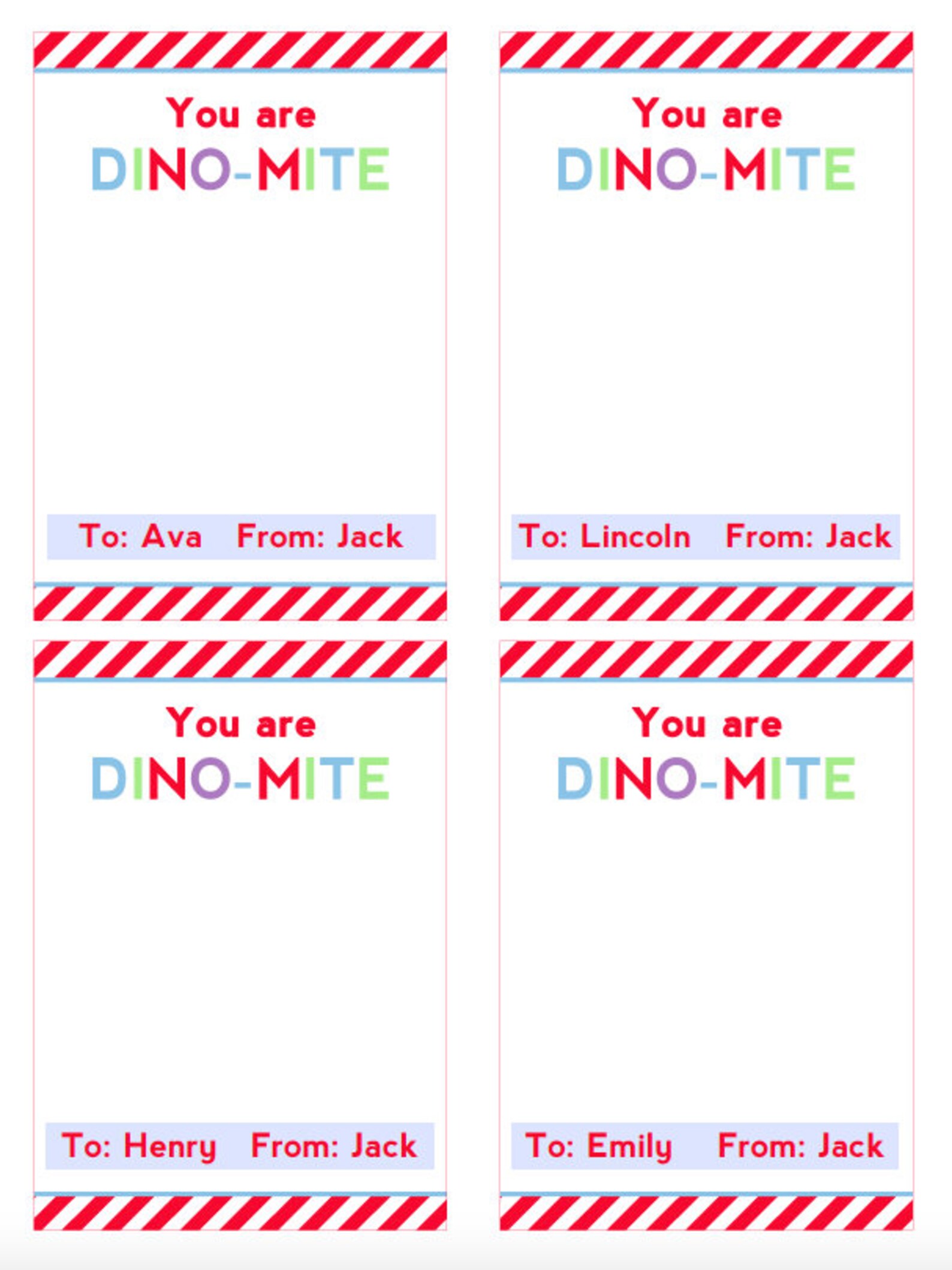 Dinosaur Kids Valentine - Dino-mite Valentine - Printable and Editable ...