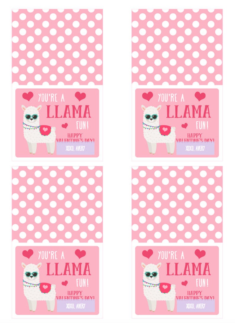 Llama Valentine - Printable and Editable Kids Valentine - Llama Fun ...