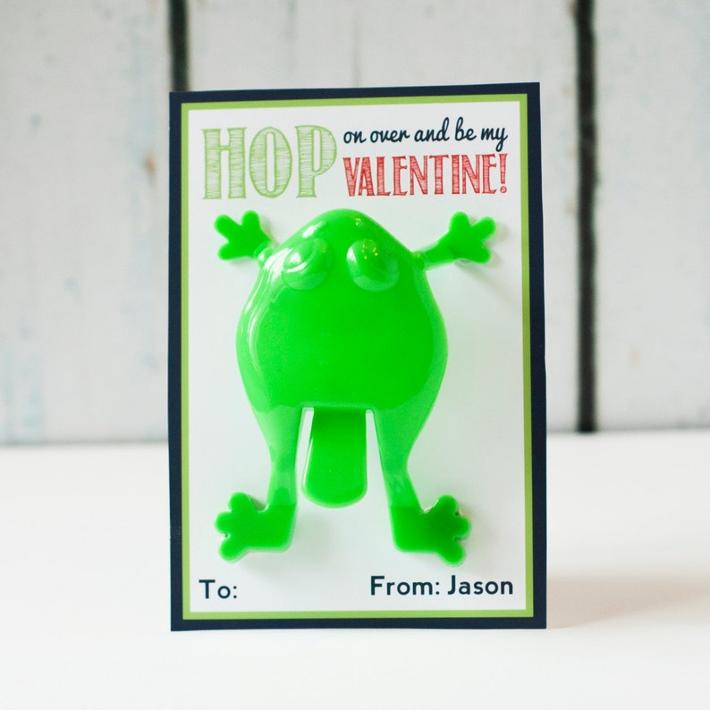 Frog Valentine Card Kids Valentines Personalized Class - Etsy