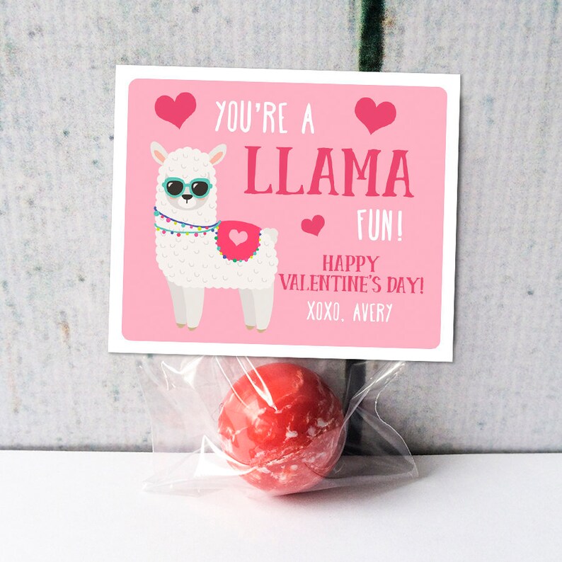 Llama Valentine - Printable and Editable Kids Valentine - Llama Fun ...