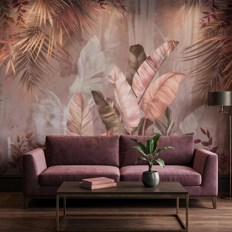 Banana Leaf Mural Wallpaper - Etsy