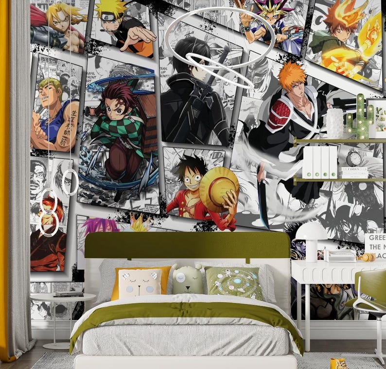 Shonen Jump Anime Collage – Manga Panel Wall Art With Popular Anime ...