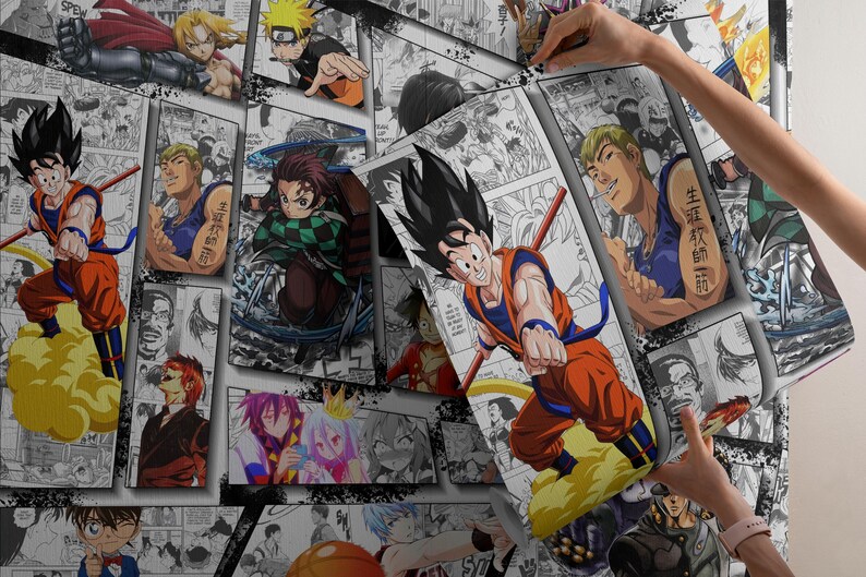 Shonen Jump Anime Collage – Manga Panel Wall Art With Popular Anime ...
