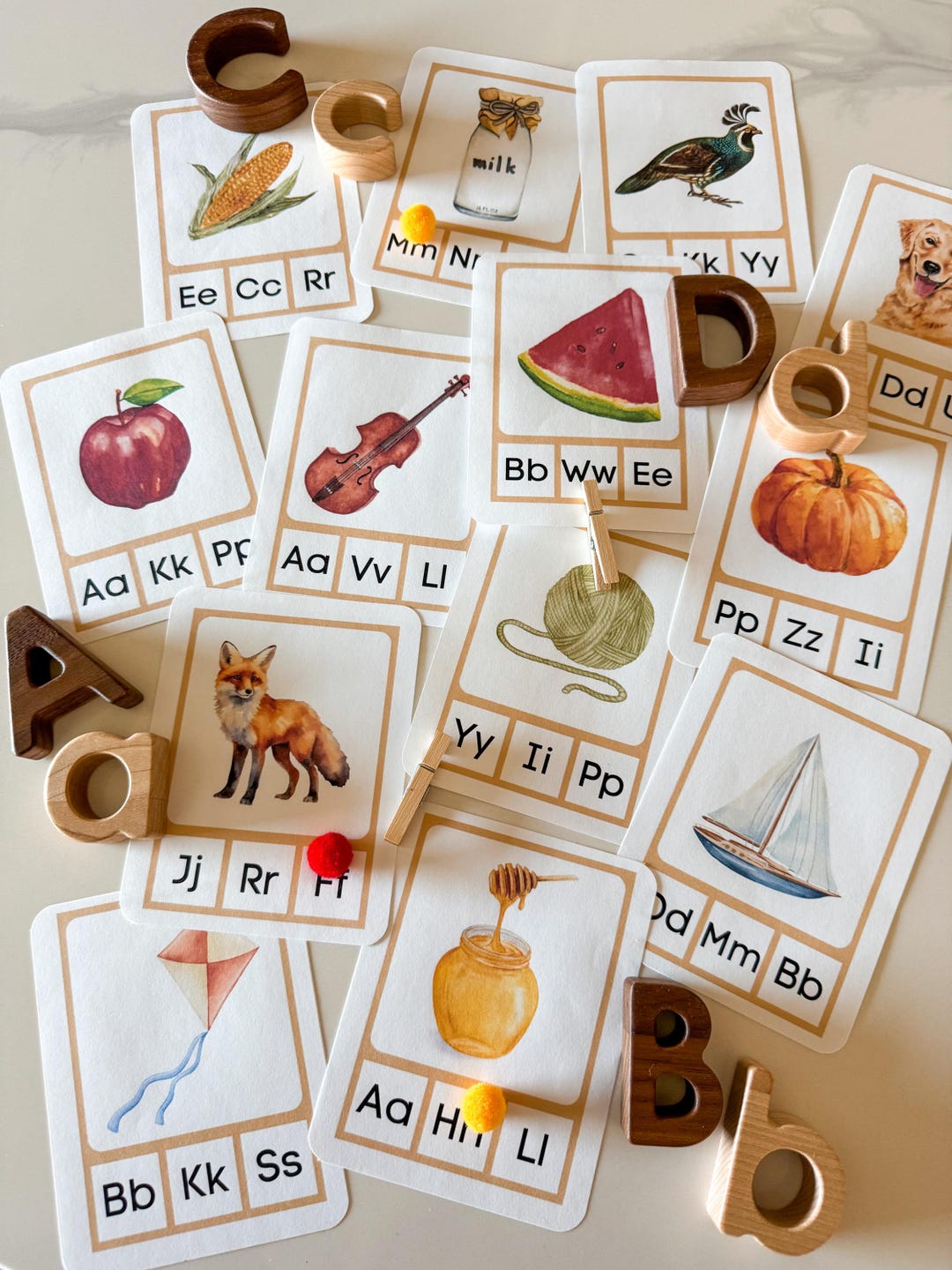 Letter Recognition Cards | Printable Alphabet Clip Cards | Montessori ...