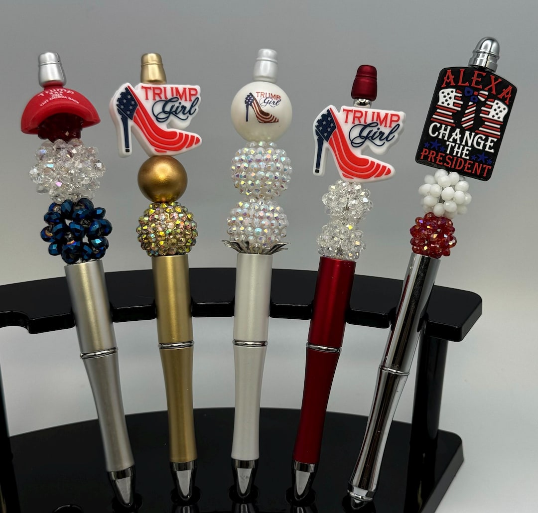 Handmade Beaded Pen, Desk Accessory, Bling Pens, Political Theme, Trump ...