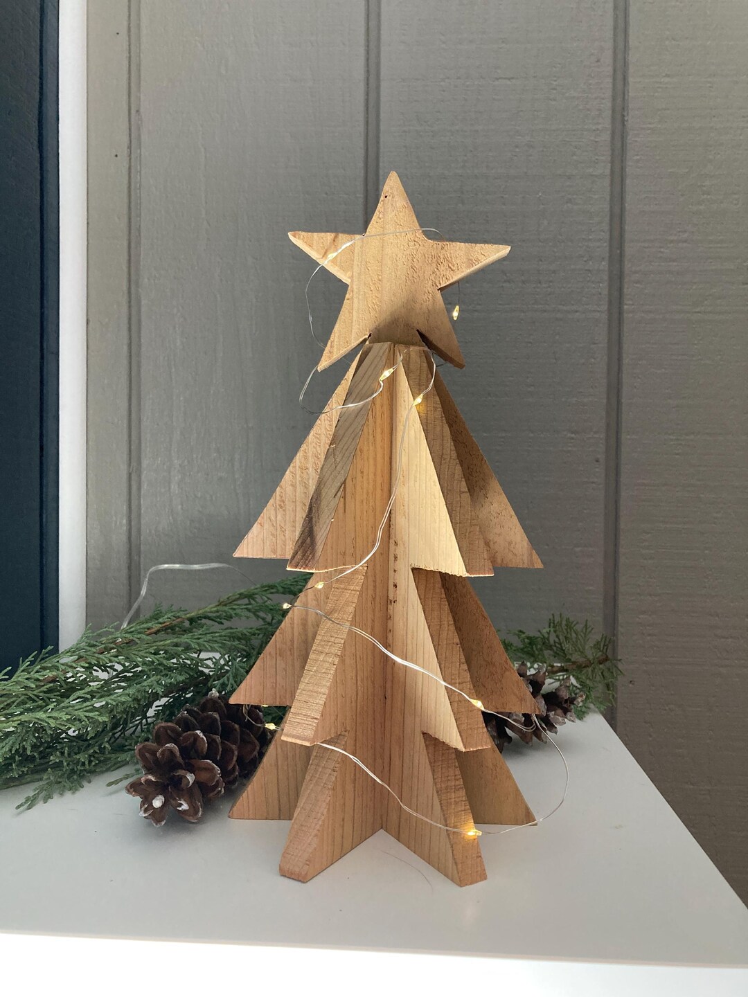 Wooden Christmas Tree | Handmade Rustic Holiday Tabletop Decorations - Etsy