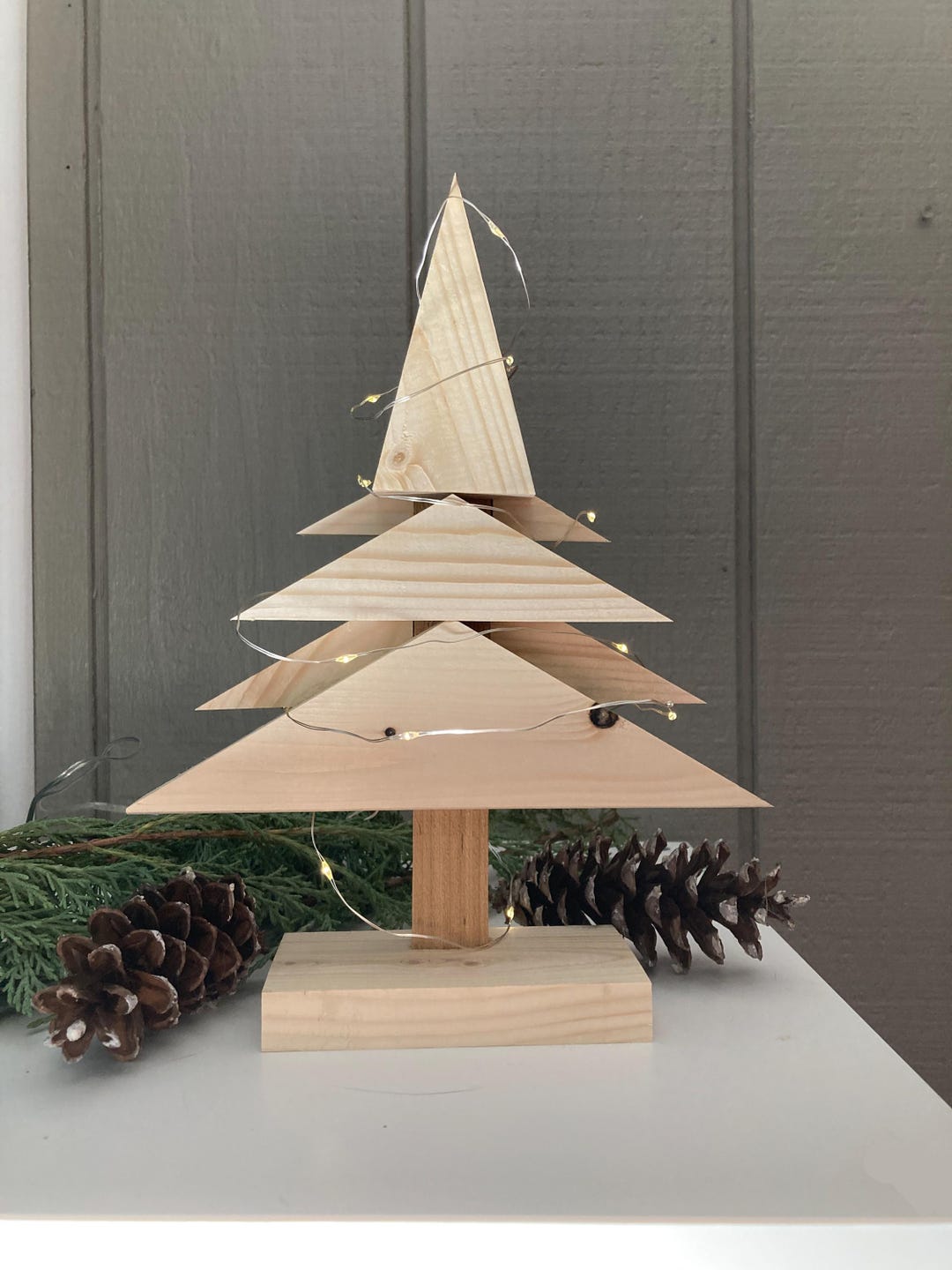 Small Handmade Wooden Pine Tree | Intricate Christmas Tree Decor | One ...