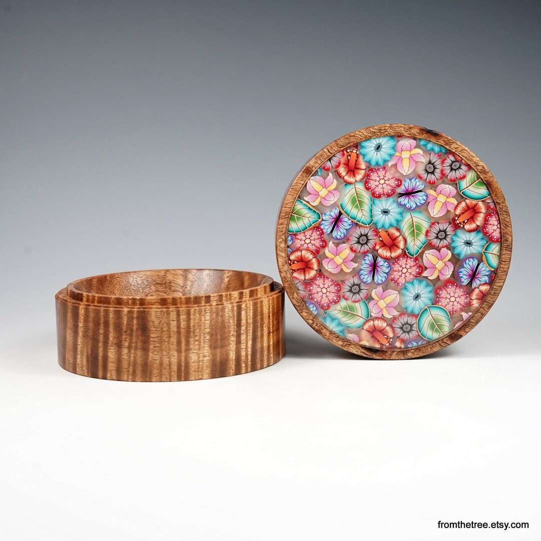 Earpod Wattle & Polymer Clay Wooden Box, Wood Turning, Wooden Gifts ...