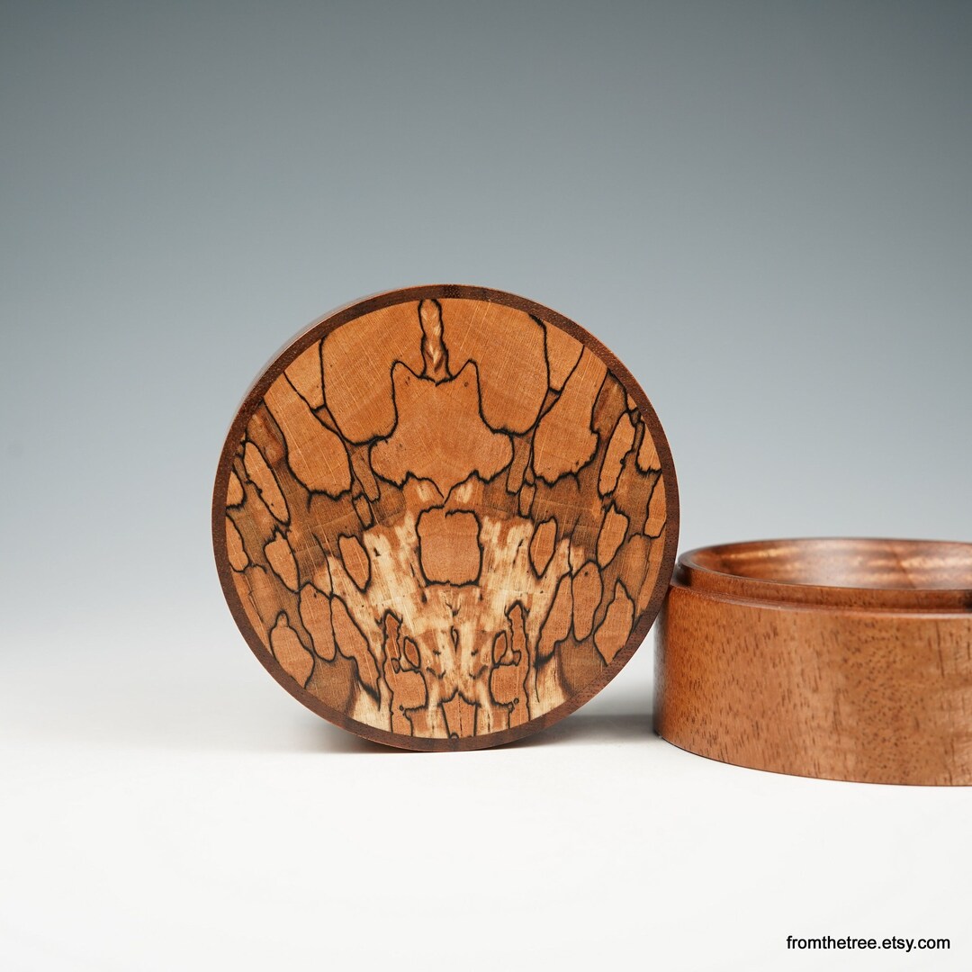 Curly Acacia & Spalted Beech Wooden Box, Wood Turning, Gifts for Mum ...