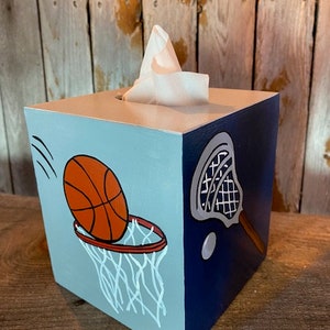 Sports Tissue Box Cover, Boys Nursery Tissue Box, Sports Room, Hand ...