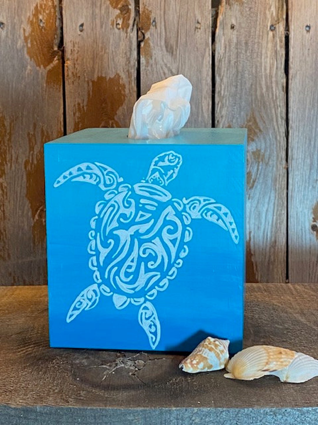 Sea Turtle Tissue Box Cover, Tribal Sea Turtle Decor, Ocean Theme ...