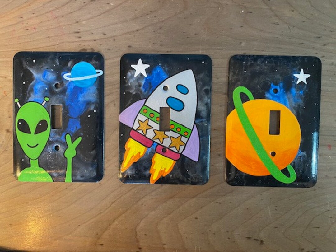 Space Switch Plates, Outer Space Room Decor, Glow Switch Plates, Space ...