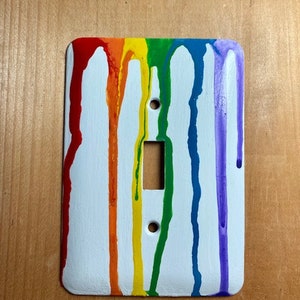 Rainbow Drip Switch Plate, Paint Drip Switch Plate, Metal Art Room ...