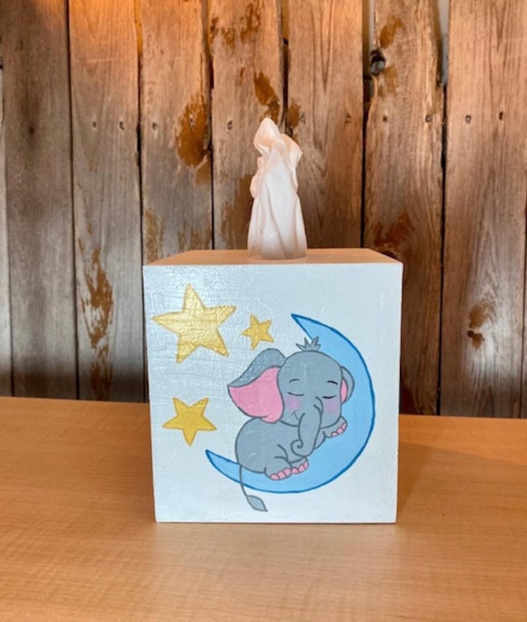 Baby Elephant Tissue Box Cover Nursery Tissue Box Wooden Box - Etsy