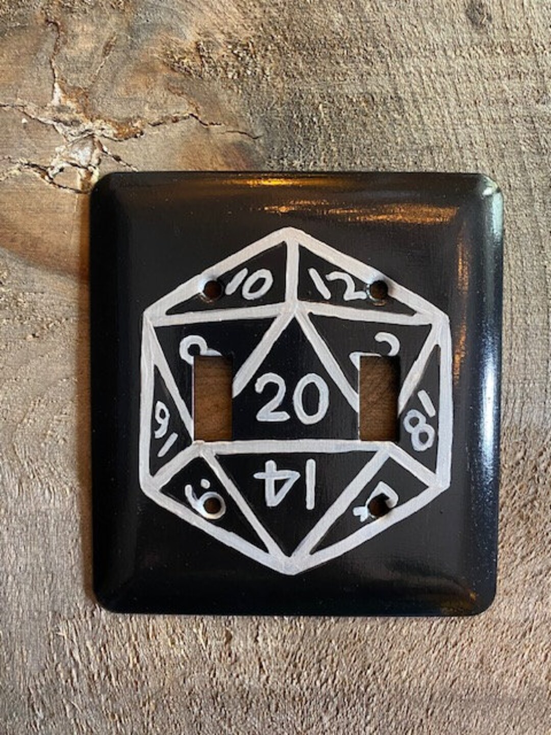 D20 Switch Plate, Hand Painted D20 Dice, Fantasy Decor, Fantasy Gifts ...