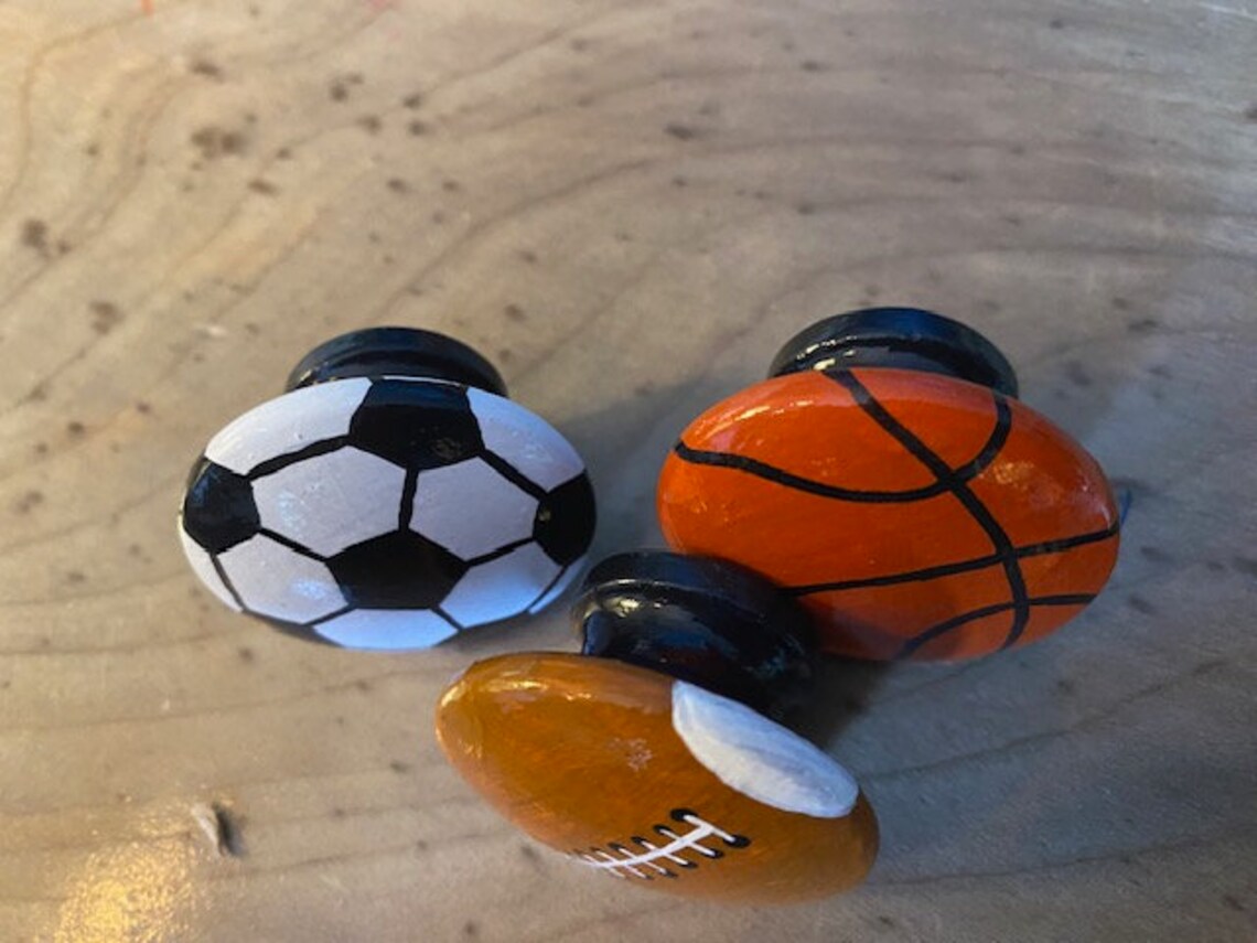Sports Dresser Knobs, Sports Nursery, Kids Room Cabinet Pulls, Baseball ...