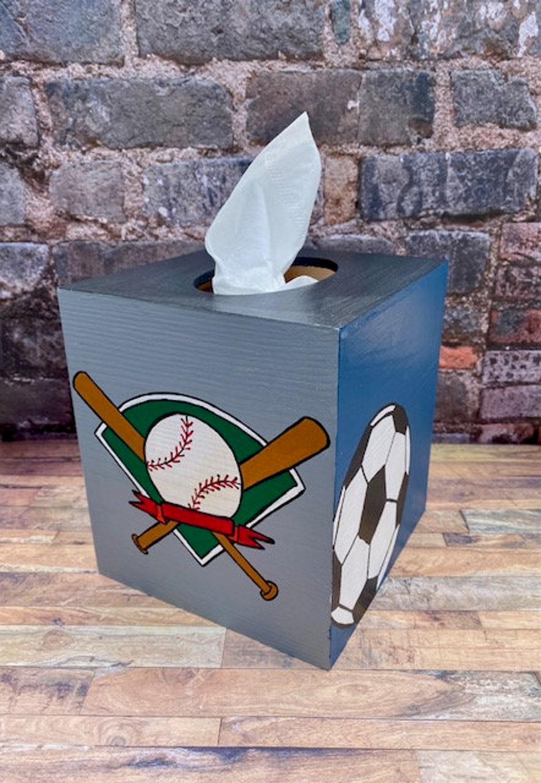 Sports Tissue Box Cover, Boys Nursery Tissue Box, Sports Room, Hand ...
