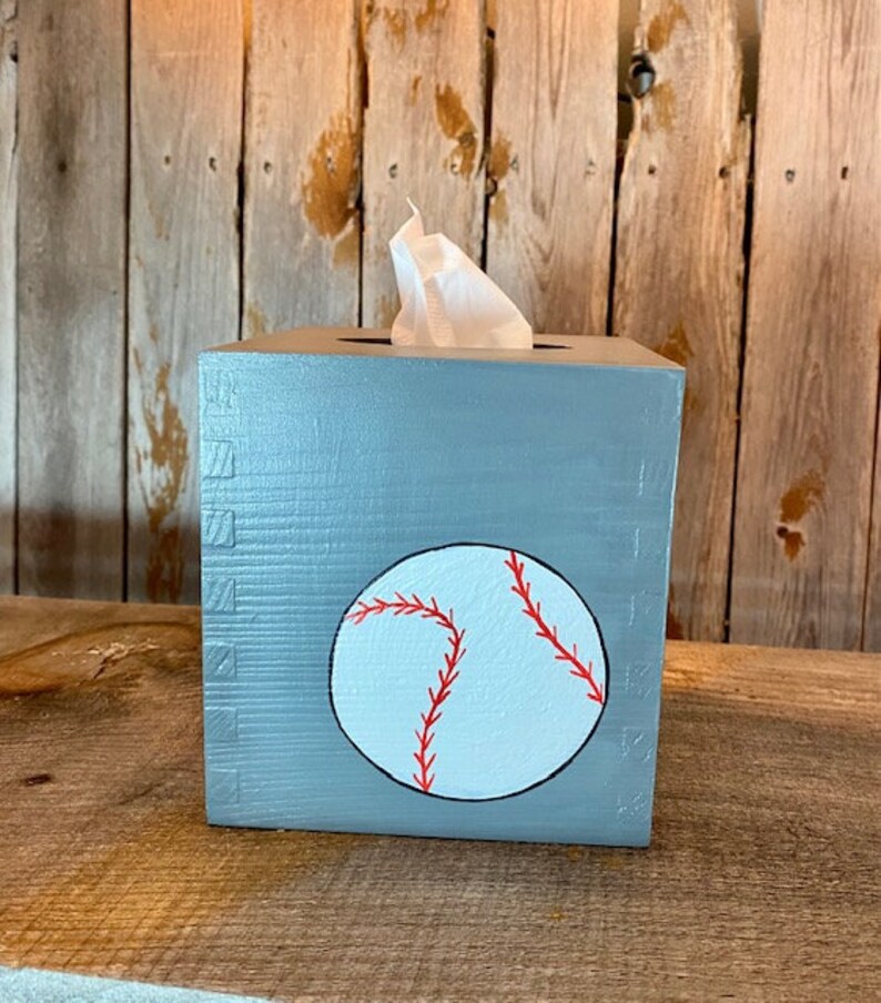 Baseball Tissue Box Cover, Baseball Nursery Tissue Box, Wooden Box for ...