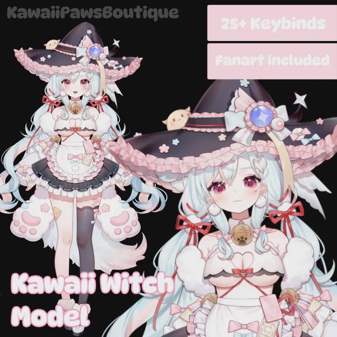 Kawaii Witch Vtuber Model | Premade Fully Rigged Live2d - Etsy