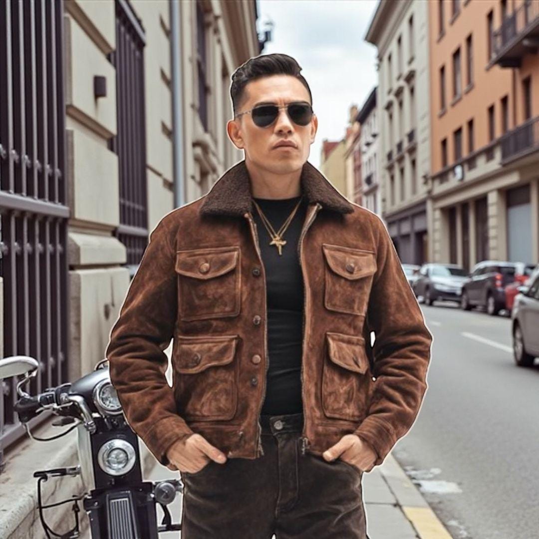 Men’s Suede A2 Bomber Jacket – Vintage Pilot Flight Leather Coat ...