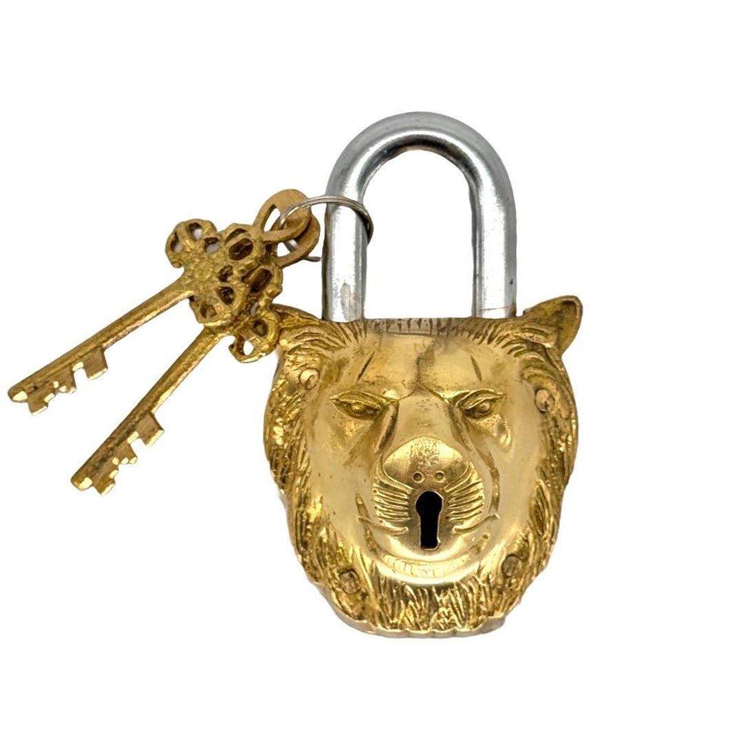 Antique Brass Lion Padlock: Handmade Vintage Lock With Keys - Etsy