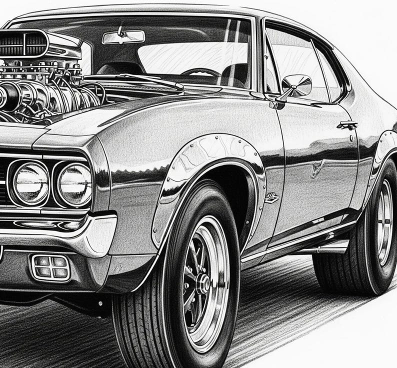 Printable Car Coloring Pages Adult Muscle Cars Classic Sedan PDF ...