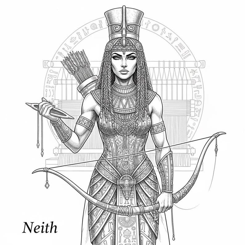 Egyptian Gods Coloring Book: Realistic Line Art for Adults (digital ...