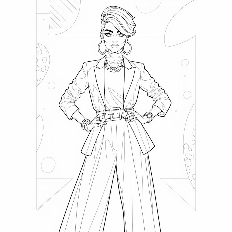 Fashion Coloring Book: Stylish Women's Outfits (digital Download,50 ...