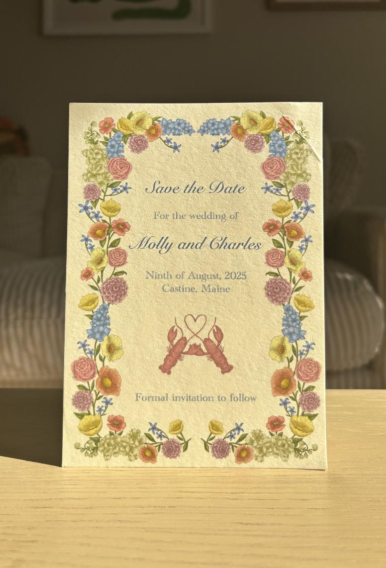 Hand-illustrated Save the Date PDF | Floral Border | Personalized ...