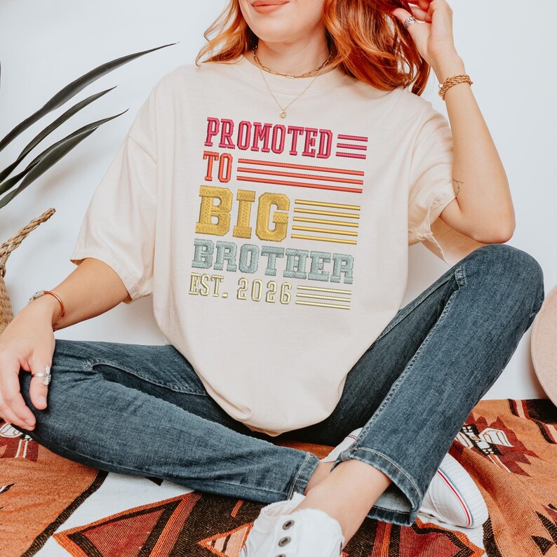Promoted to Big Brother 2026 Embroidery Design, Retro Sibling ...