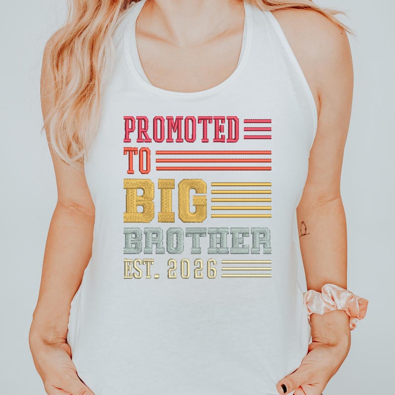 Promoted to Big Brother 2026 Embroidery Design, Retro Sibling ...
