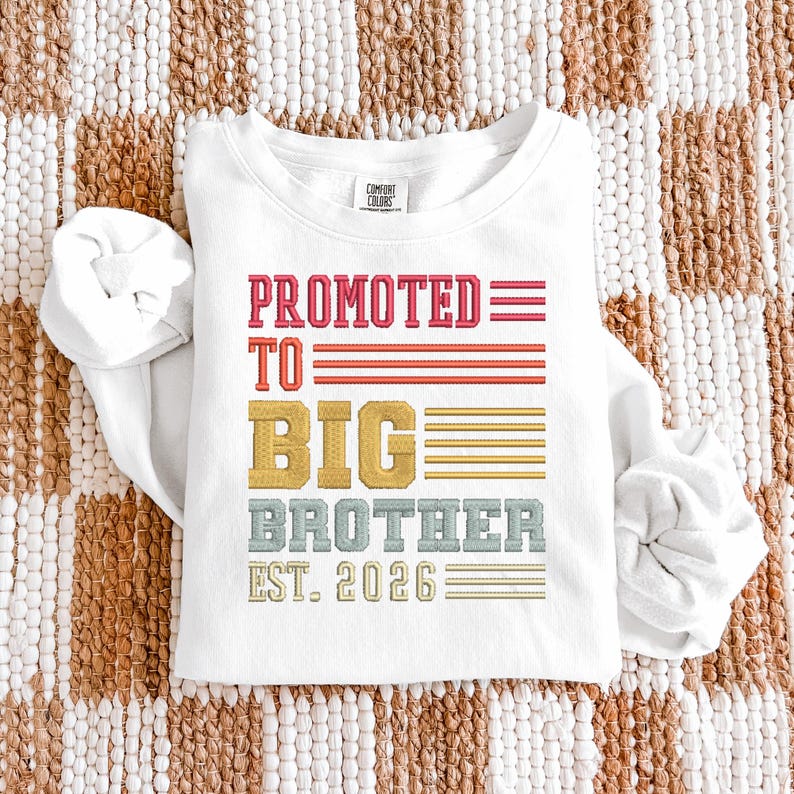 Promoted to Big Brother 2026 Embroidery Design, Retro Sibling ...