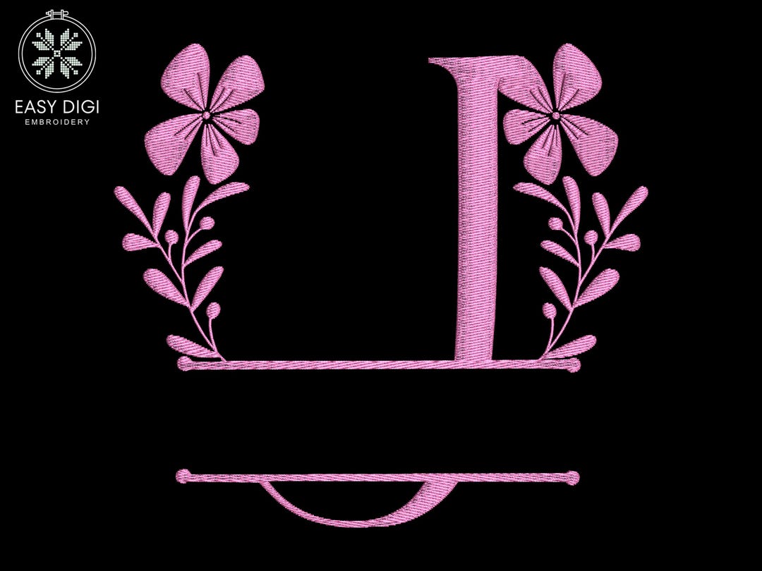 Floral Letter J Embroidery Design: Flower Alphabet Stitch Pattern (4 ...