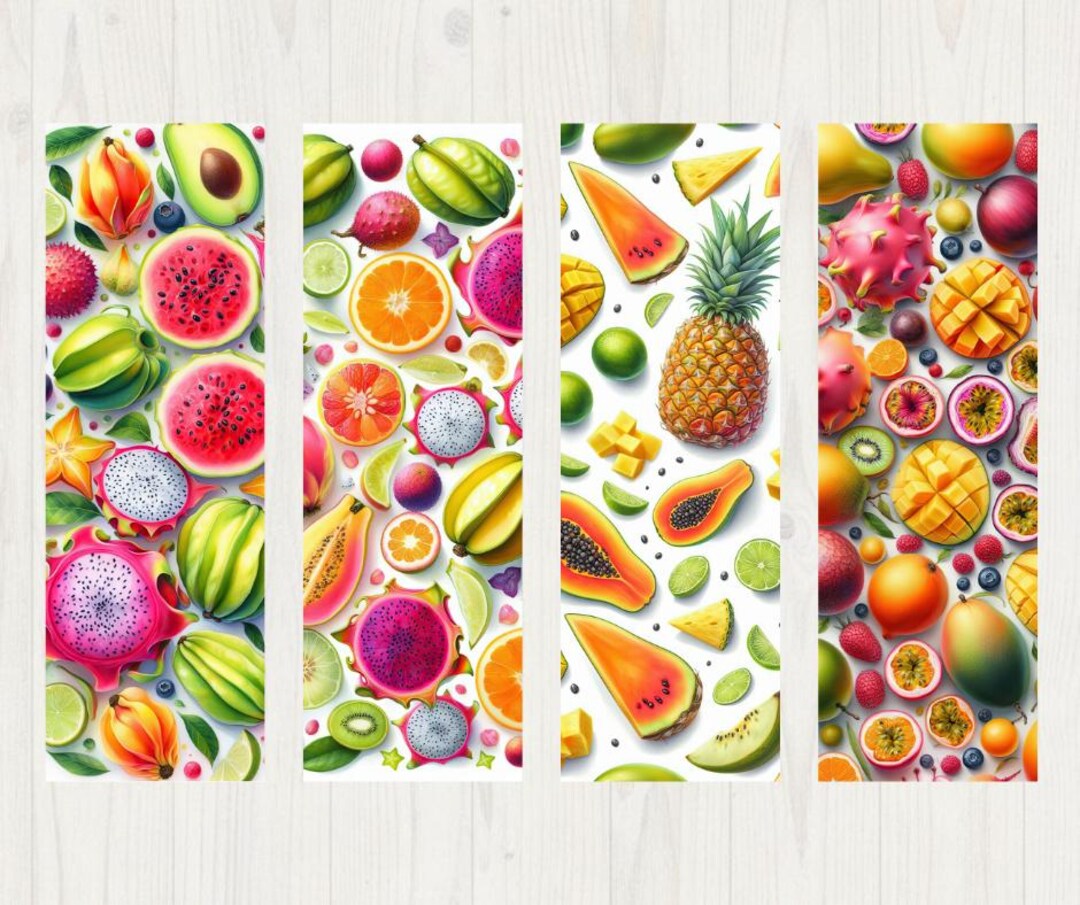 Exotic Fruit Bookmarks Printable Set | Tropical Summer Reading Gift ...