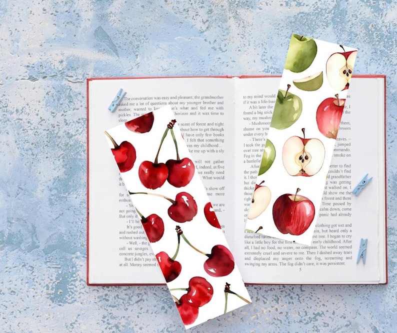 Fruit Watercolor Bookmarks Printable Set | Apricot Pear Cherry Apple ...