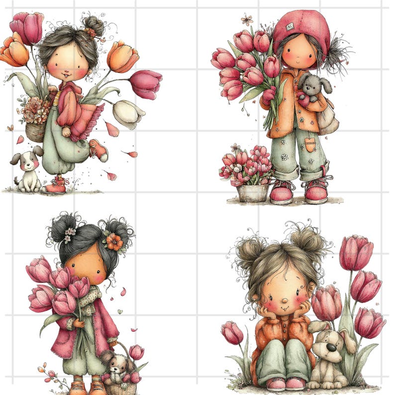 Tulip Sprite Fairy Clipart | 10 High-quality 300 DPI Commercial Use ...